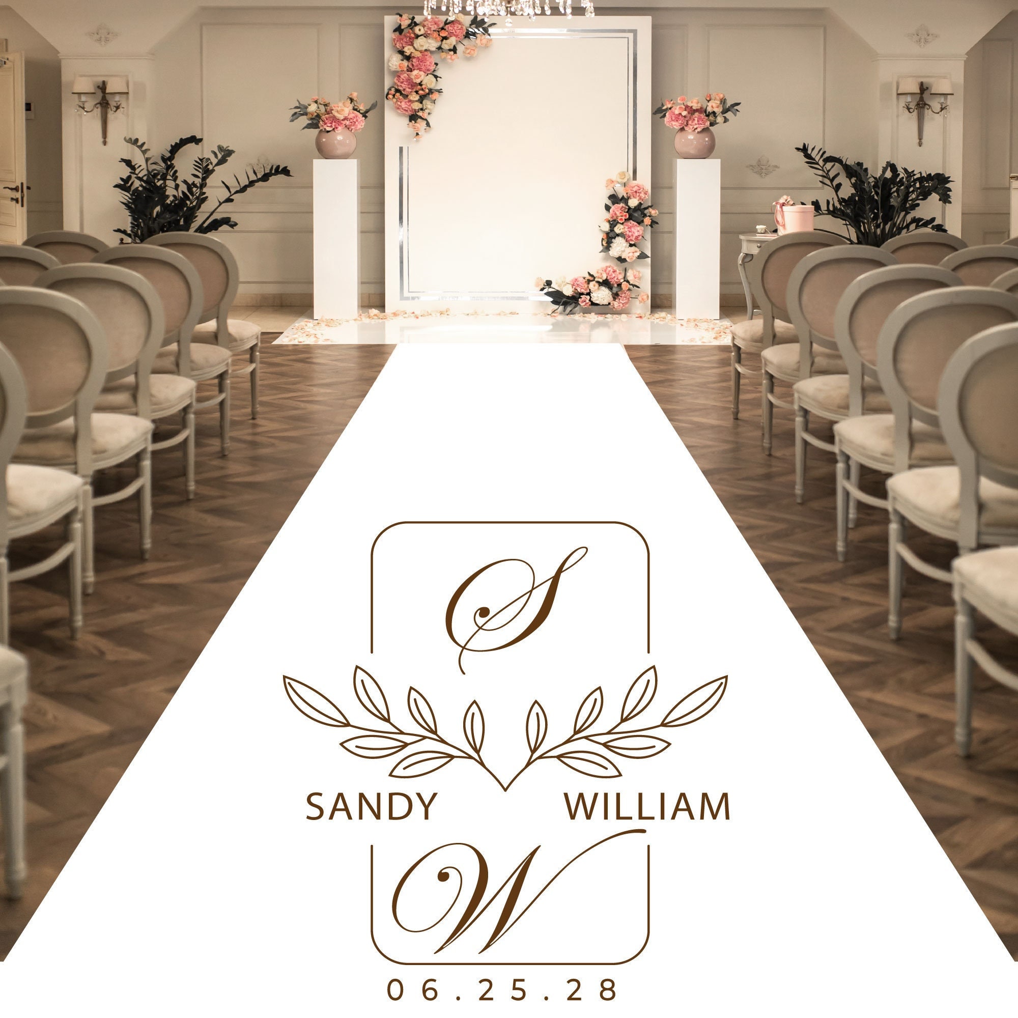 Personalized Wedding Aisle Runners - Wedding Classic Initials Monogram ...