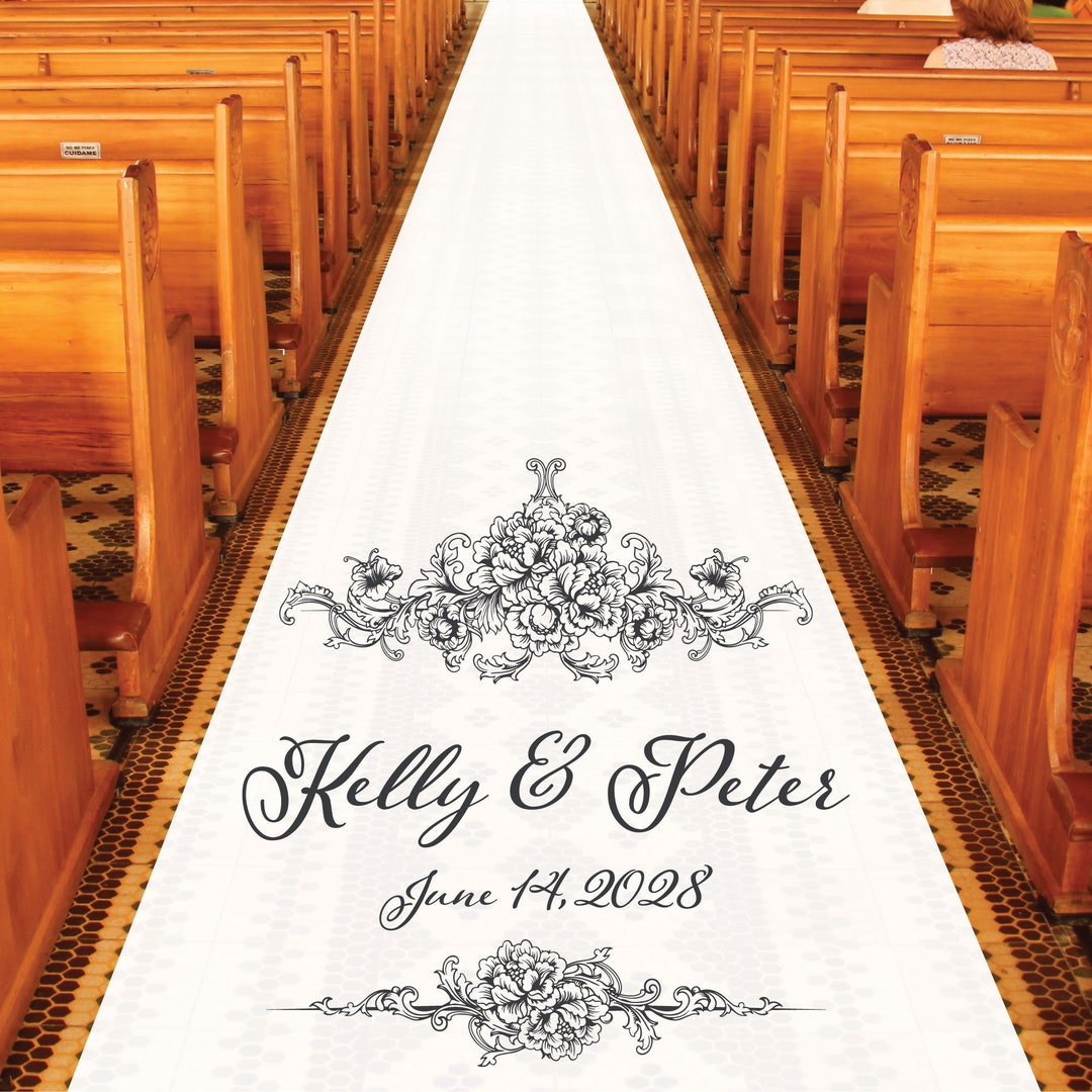Personalized Wedding Aisle Runner - Elegant Rose Motif Wedding Design ...
