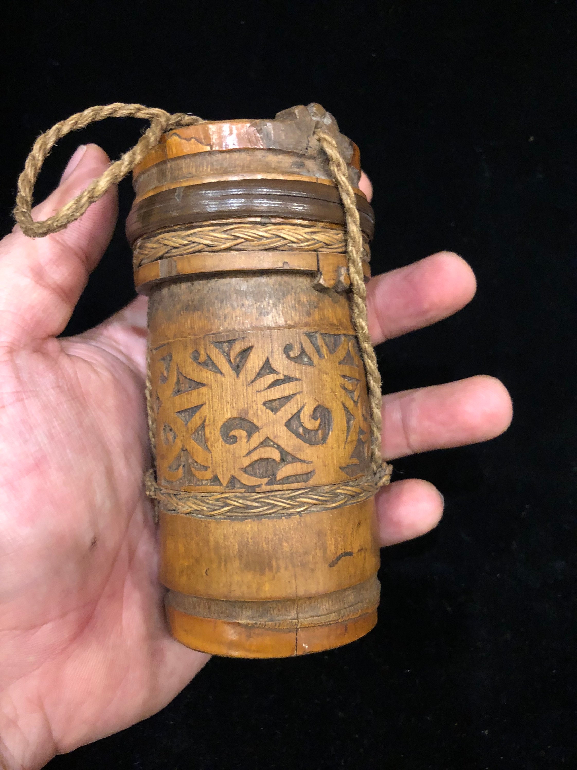 Old Traditional Dayak Bamboo Tobacco Container /cigarette Box From ...