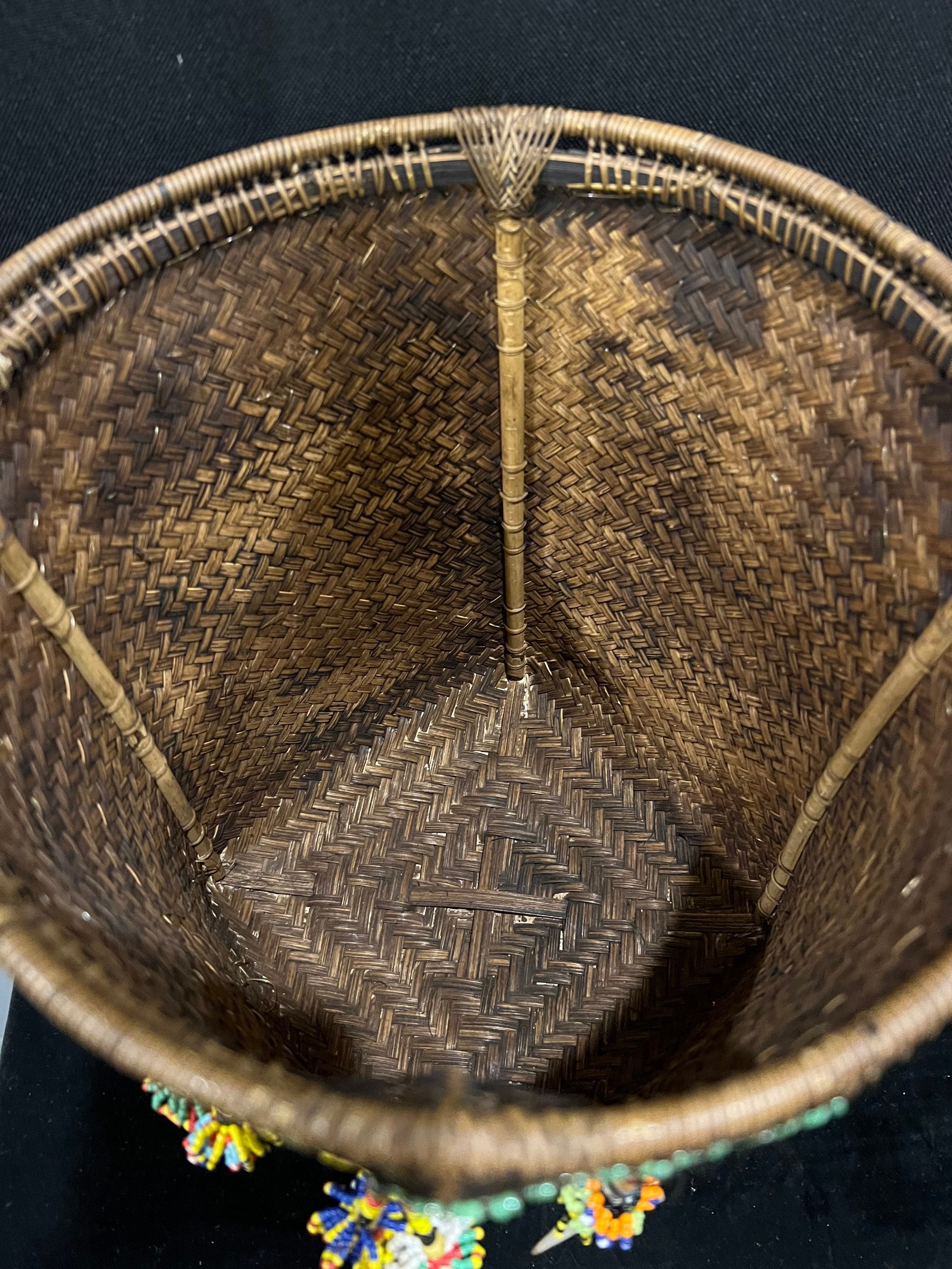 Superb Kayan Kenyah Wedding Rottan/bamboo/beads Basket From Dayak ...