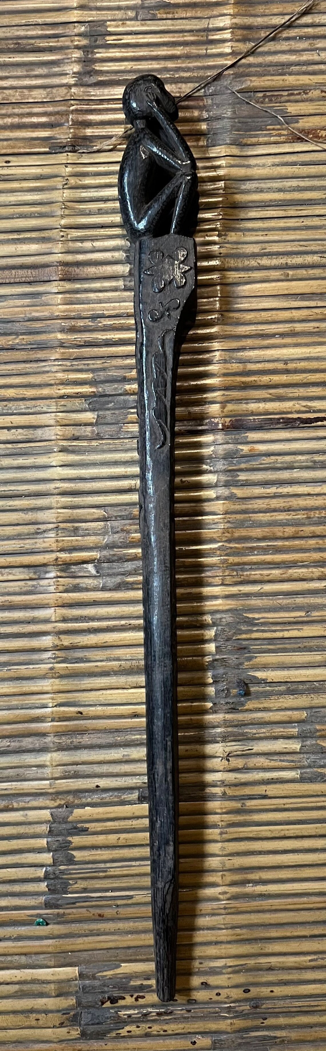 Ibanic Dayak Rice God/tun Tun Pig Charm Stick With Monkey Tail/figure ...