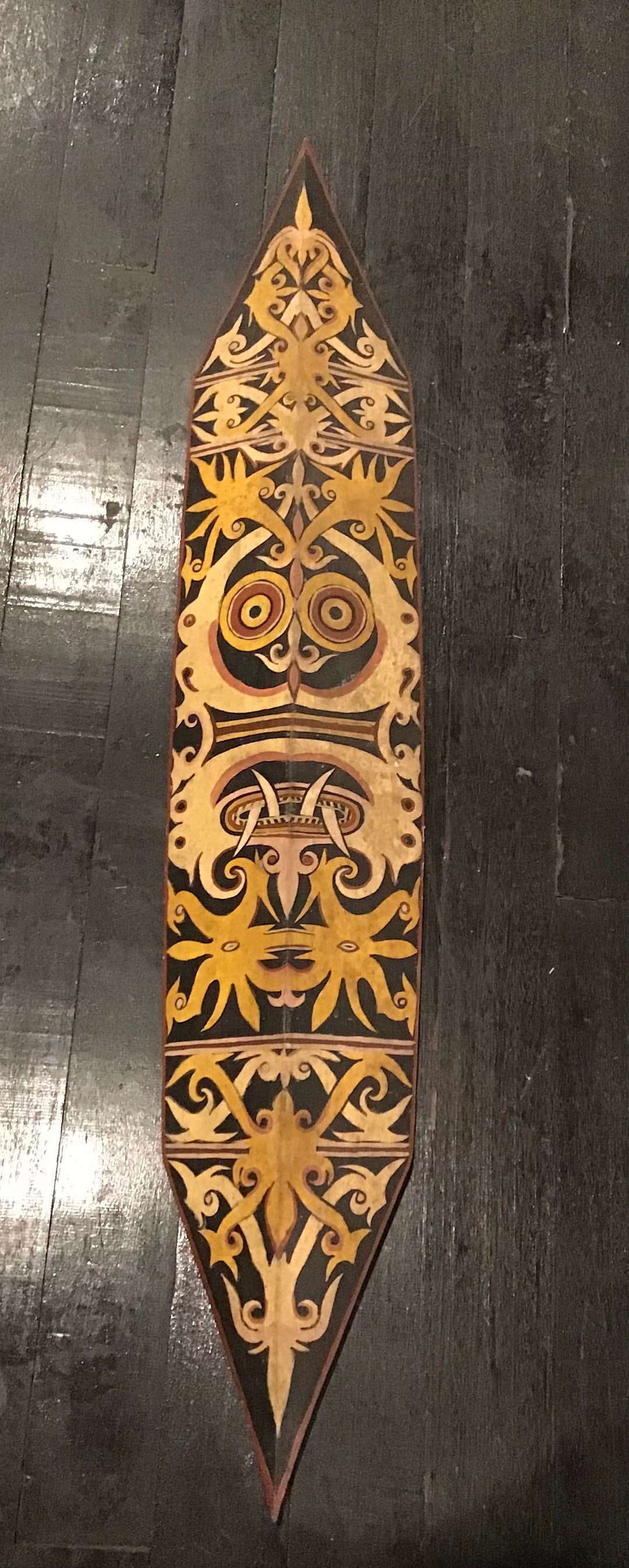 Important Dayak Motif Warrior Ceremony Hand Painted Shield.dayak Borneo ...