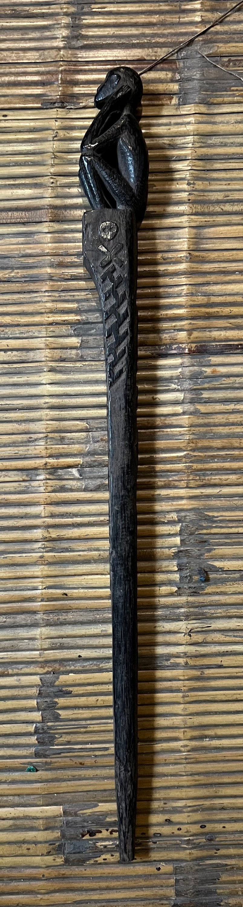 Ibanic Dayak Rice God/tun Tun Pig Charm Stick With Monkey Tail/figure ...