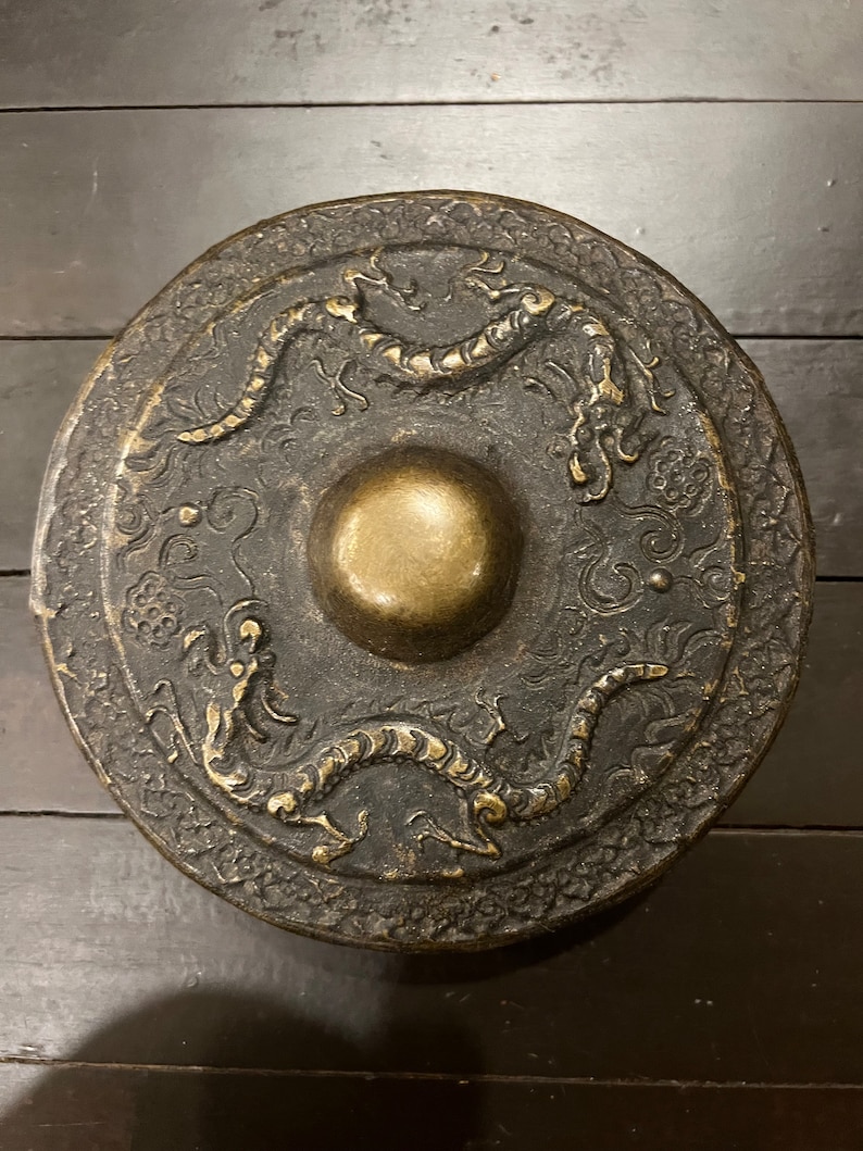 Old Brass Musical Instruments/gong With 2 Dragon Motif From Dayak Iban ...