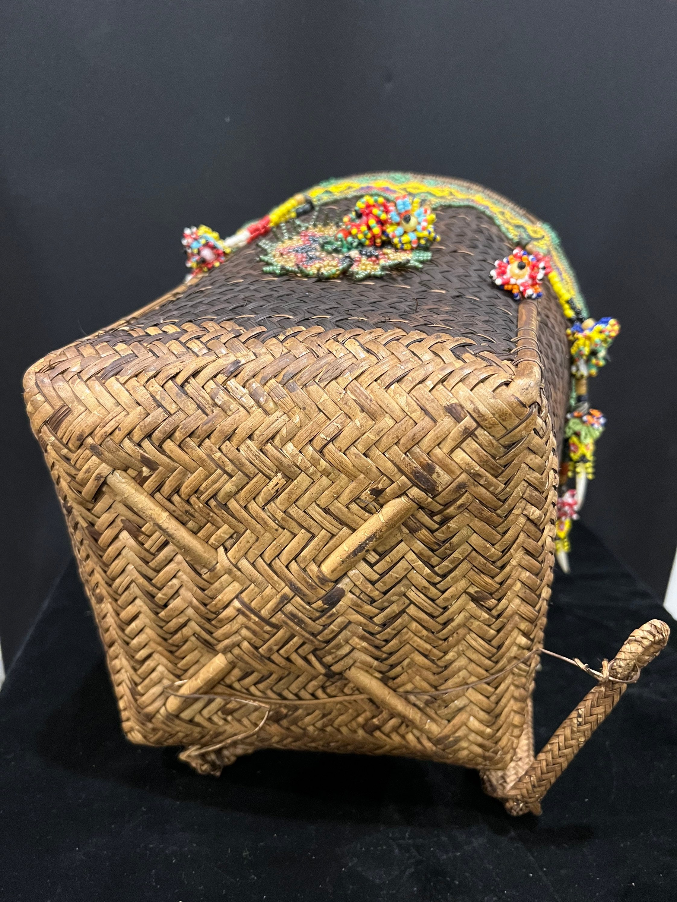 Superb Kayan Kenyah Wedding Rottan/bamboo/beads Basket From Dayak ...
