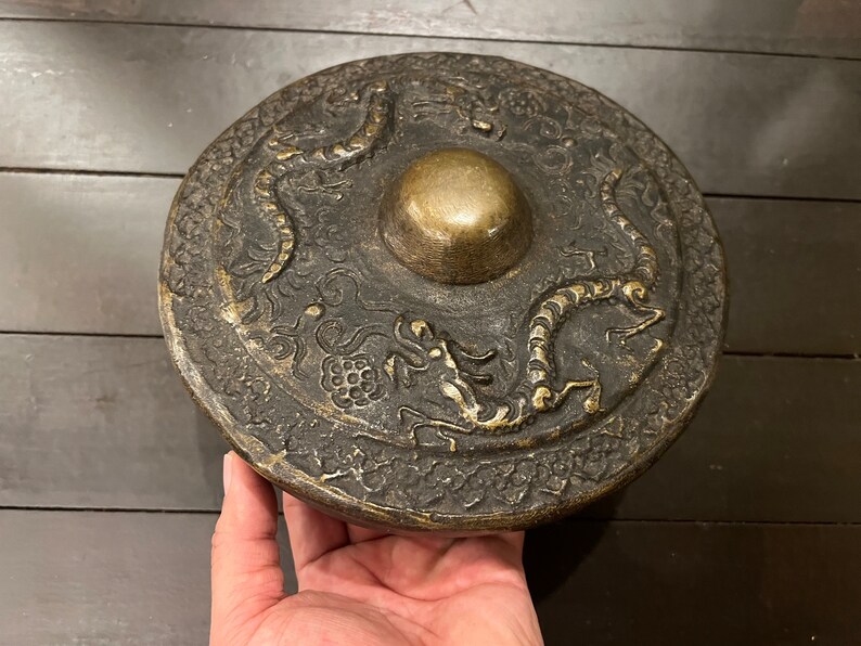 Old Brass Musical Instruments/gong With 2 Dragon Motif From Dayak Iban ...