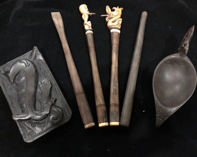 Kayan/kenyah Dayaks Tattoo Set of 6pcs Tool W Bone Figure and Dragon ...