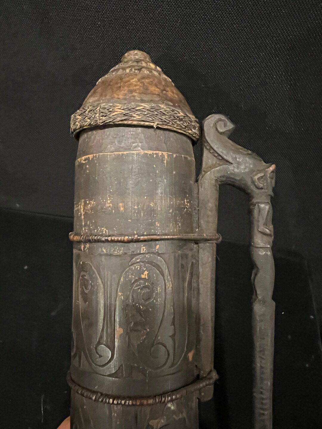 Old BORNEO Head Hunter/quiver/blowpipe Darts Bamboo Container With ...