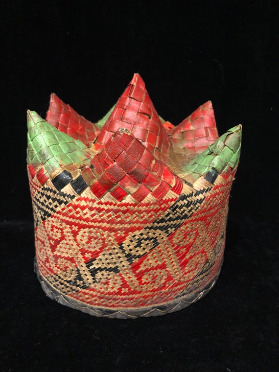 7 Projection Iban Ceremony Bamboo Bemban Hat Dayak Borneo. | Etsy