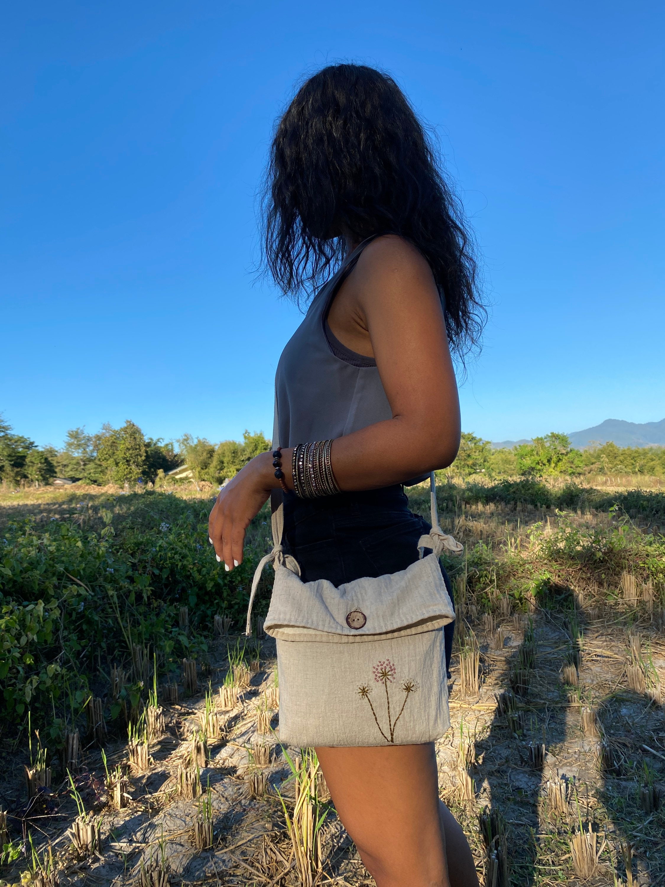 Crossbody Purse // Linen Bag // Boho Bag // Gypsy Bag // - Etsy