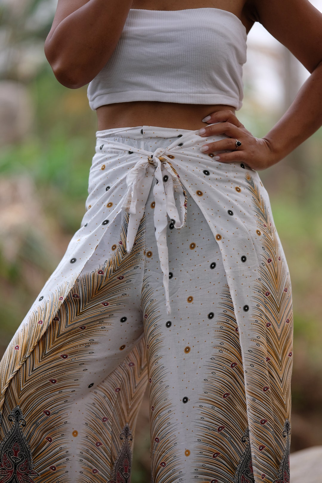 Boho Cotton Yoga Pants | Women's Open Leg Palazzo | Bohemian Style ...