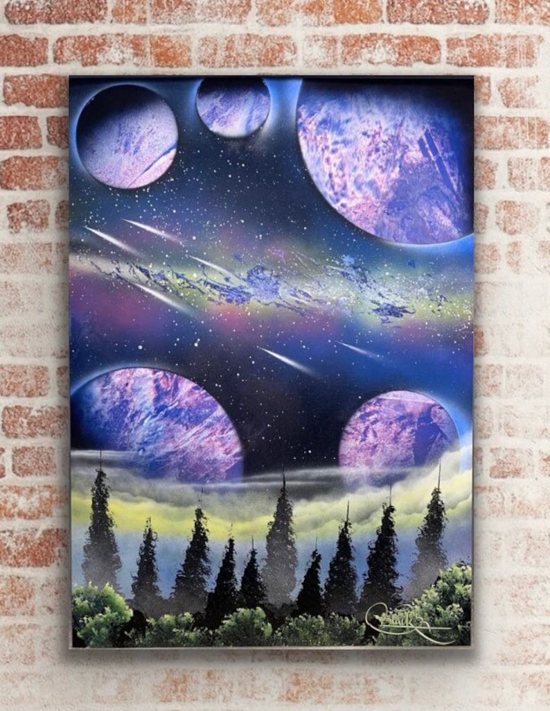Galaxy Trees Spray Paint Art - Etsy