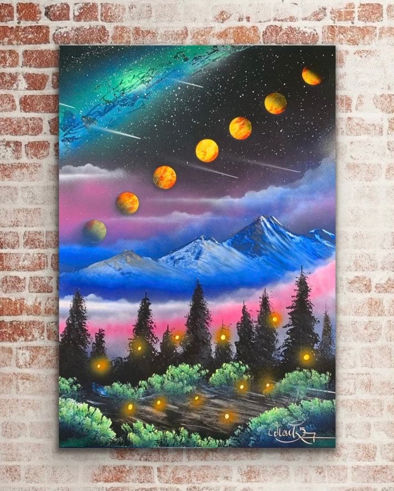 Sky Full of Moons Spray Paint Art / Spray Paint Art/ Moon - Etsy
