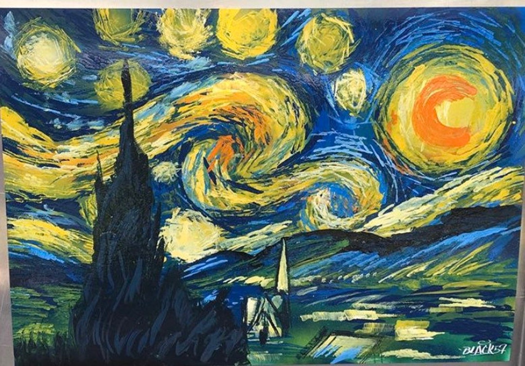 Starry Night - Spray Paint Art - Etsy