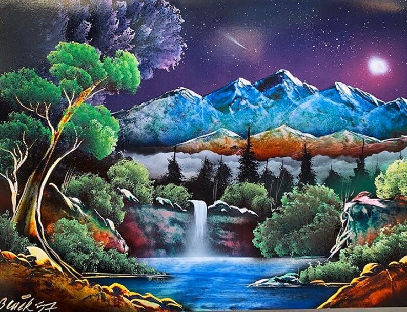Mountain Nature Spray Paint Art - Etsy UK