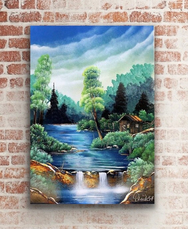 Lake Cabin Spray Paint Art - Etsy