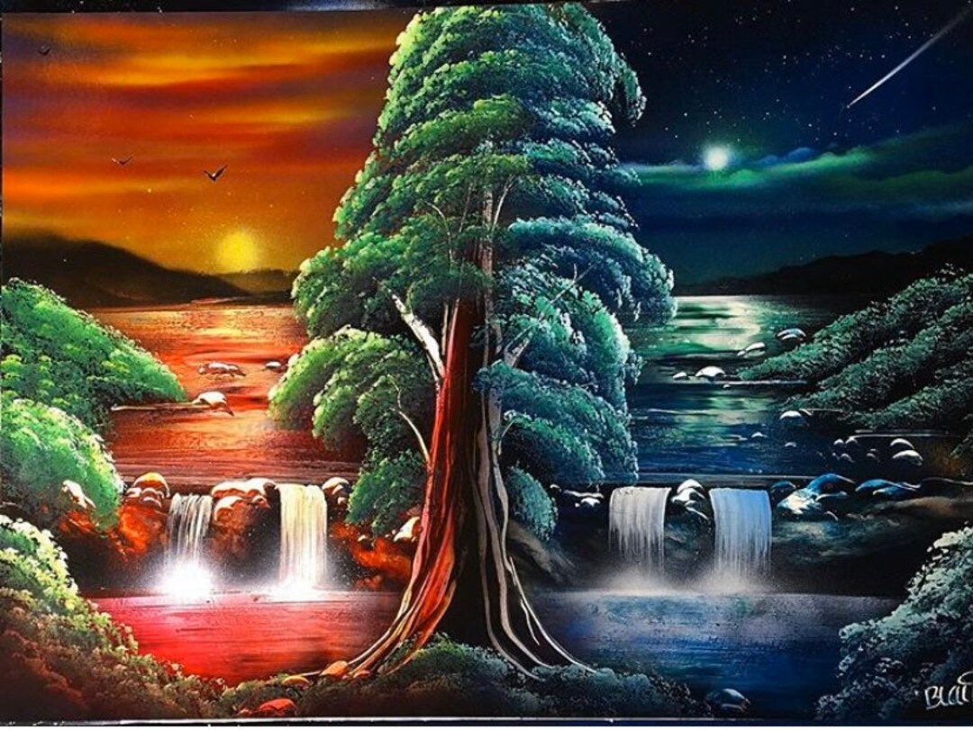 Day &night- Spray Paint Art - Etsy