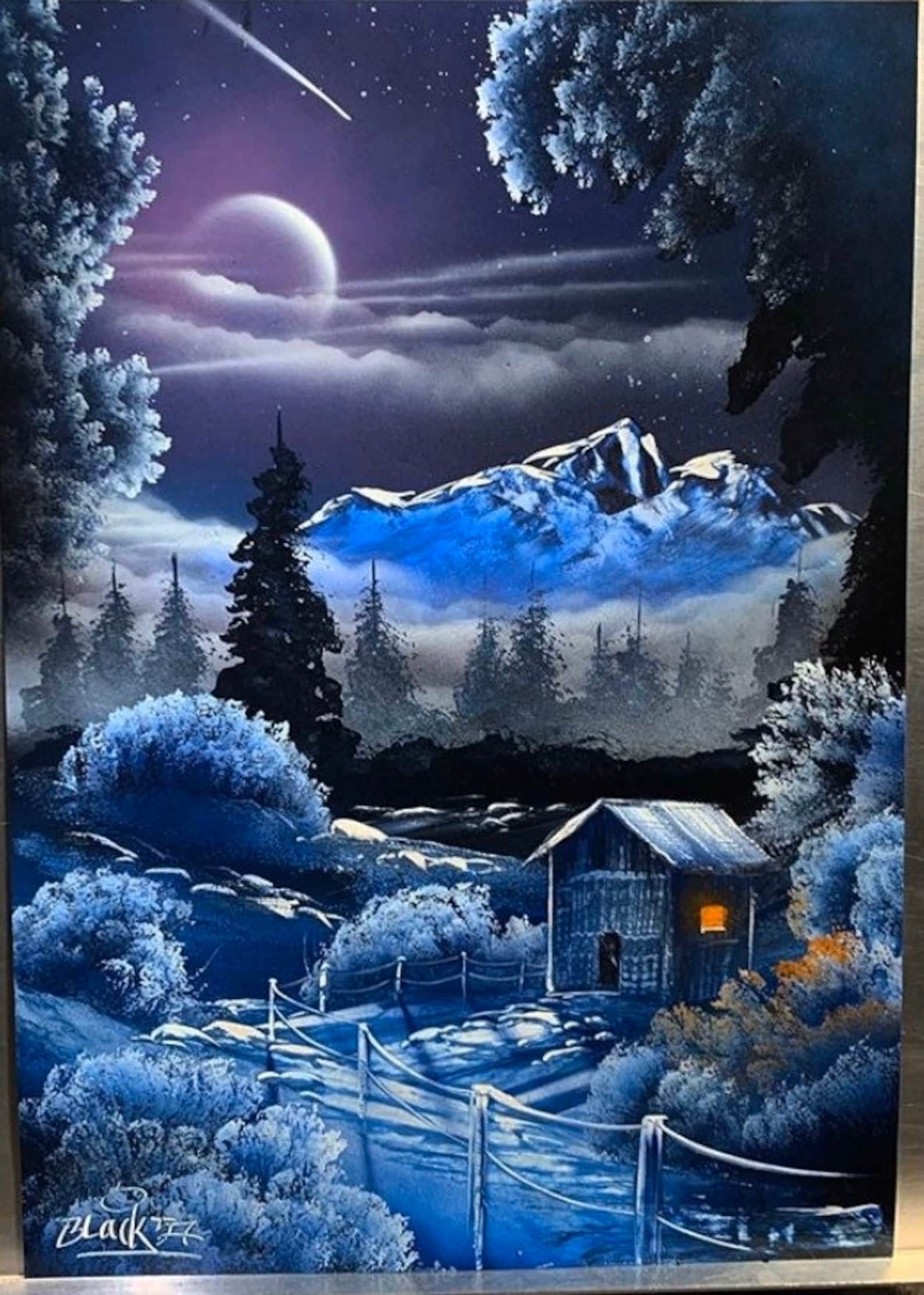 Cozy Cabin Spray Paint Art | Etsy