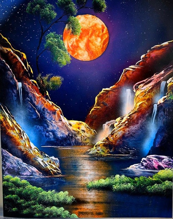 Harvest Moon Spray Paint Art | Etsy