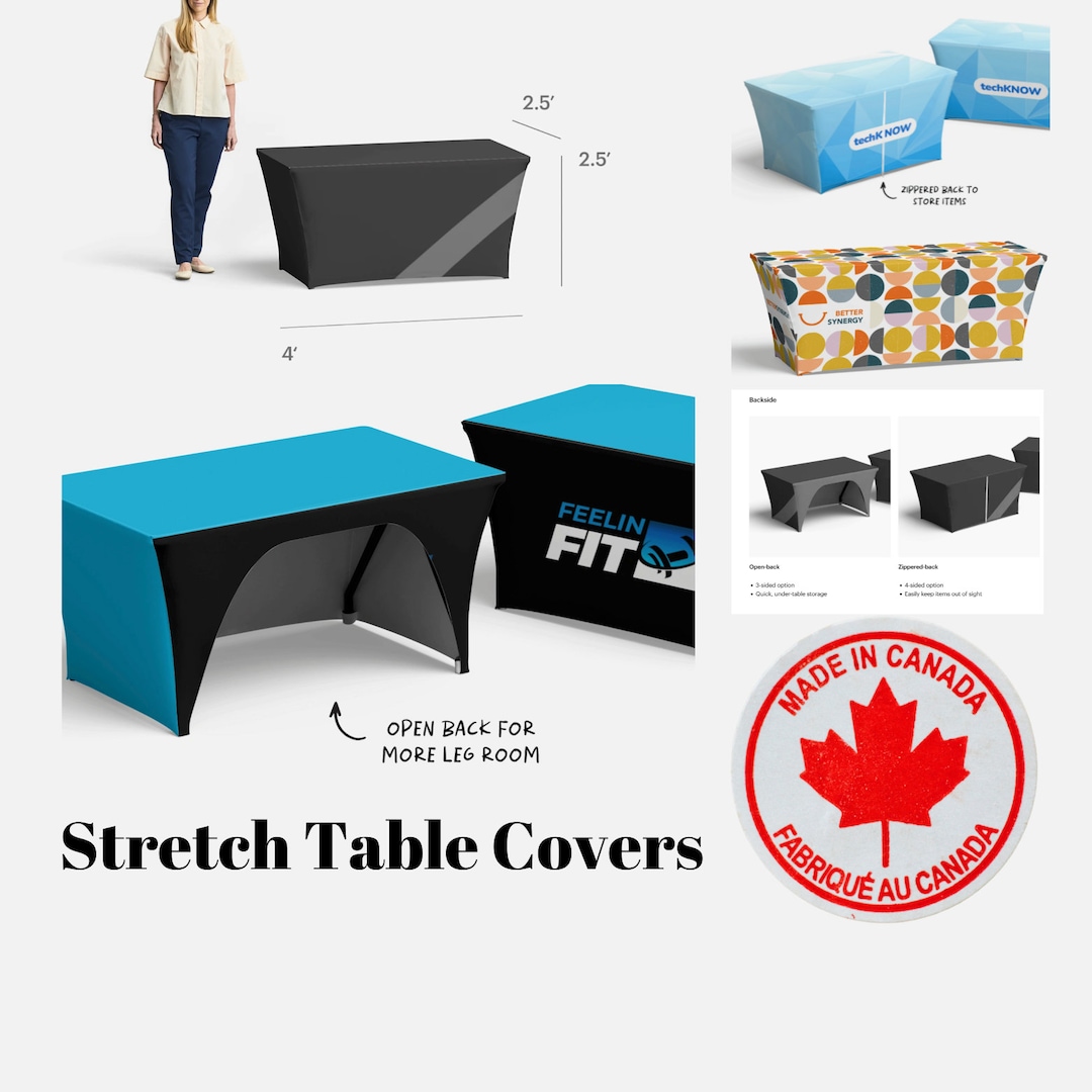 Custom Stretch Table Covers Full-color Printing With Your Logo and Text ...