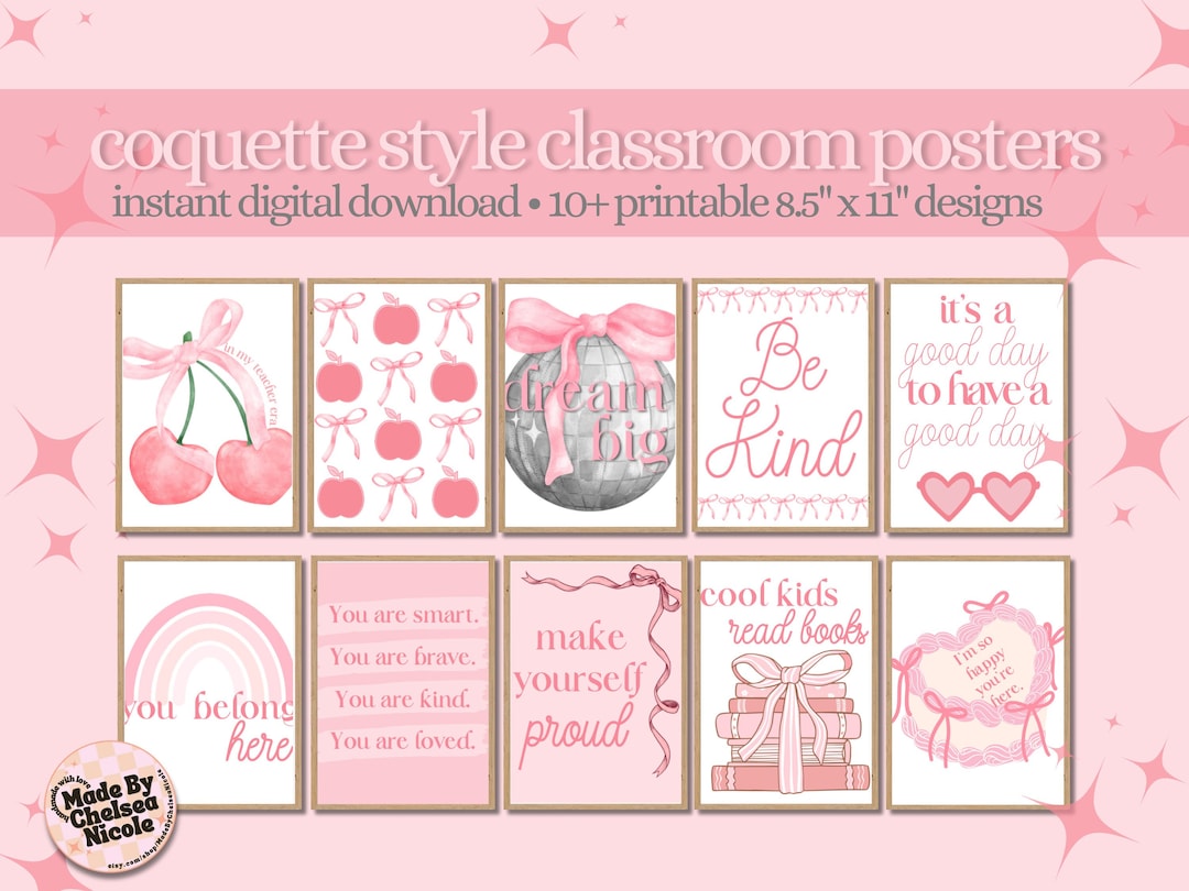 COQUETTE CLASSROOM POSTERS // Cute Classroom Posters // Inspirational ...