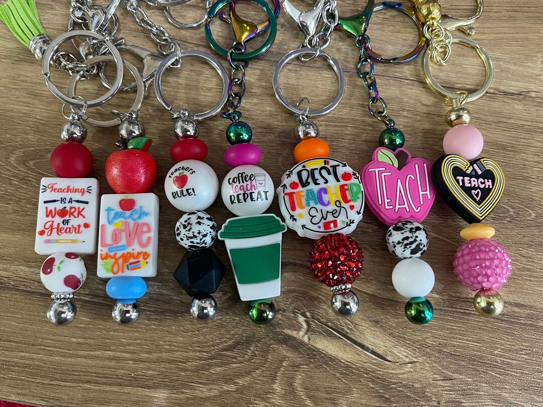 Beaded Teacher Keychain // Teacher Appreciation Gift - Etsy