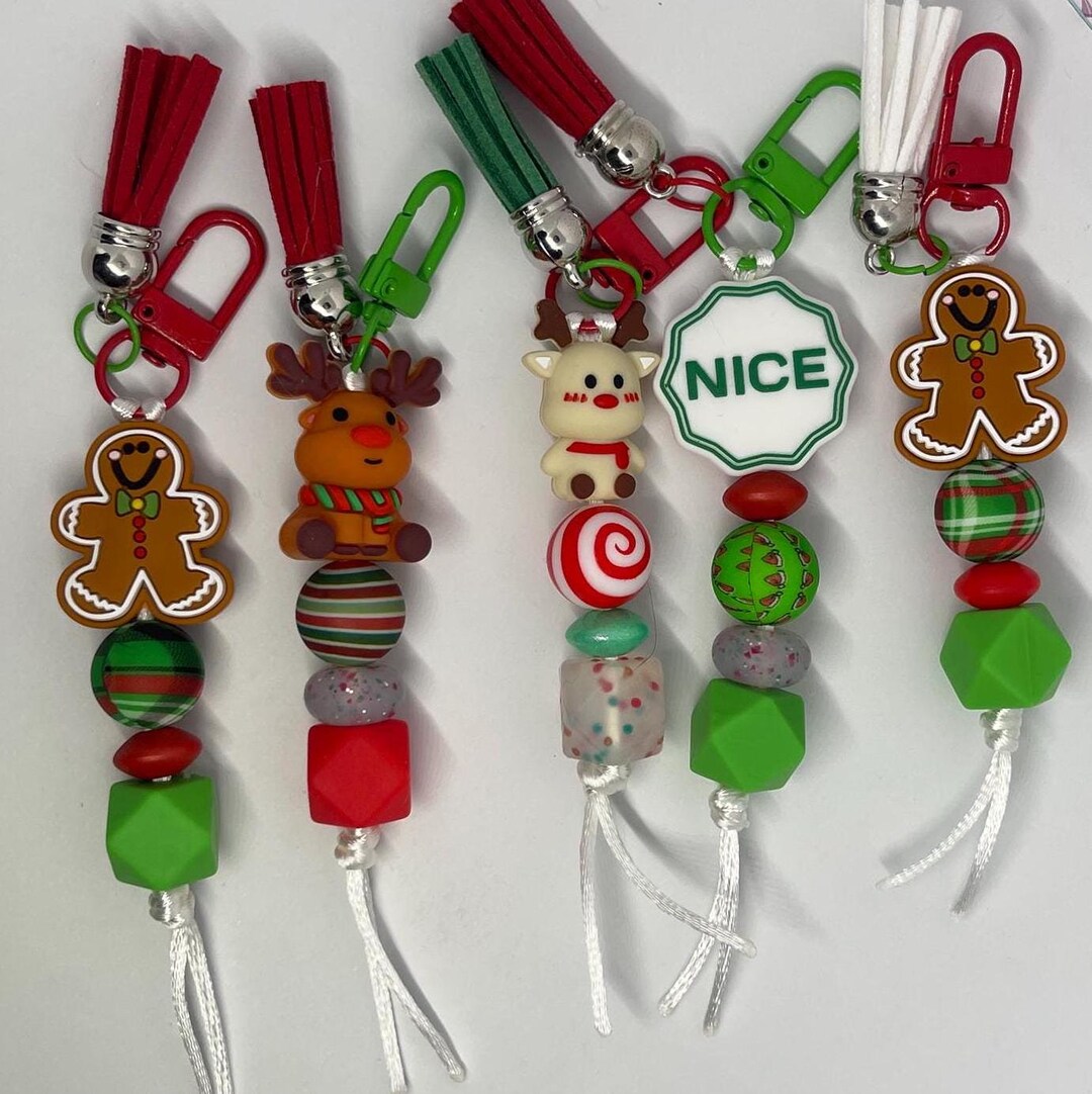 Christmas Beaded Keychain: Holiday Y2K Accessory - Etsy