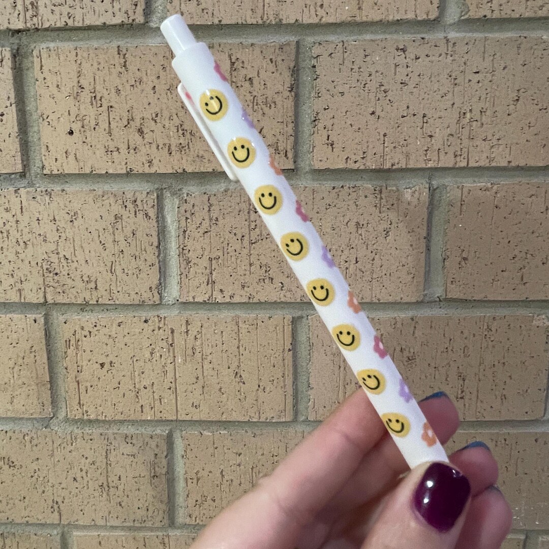 Smiley Face & Flower Pen // Smiley Face Pen // Cute Ballpoint Pen ...