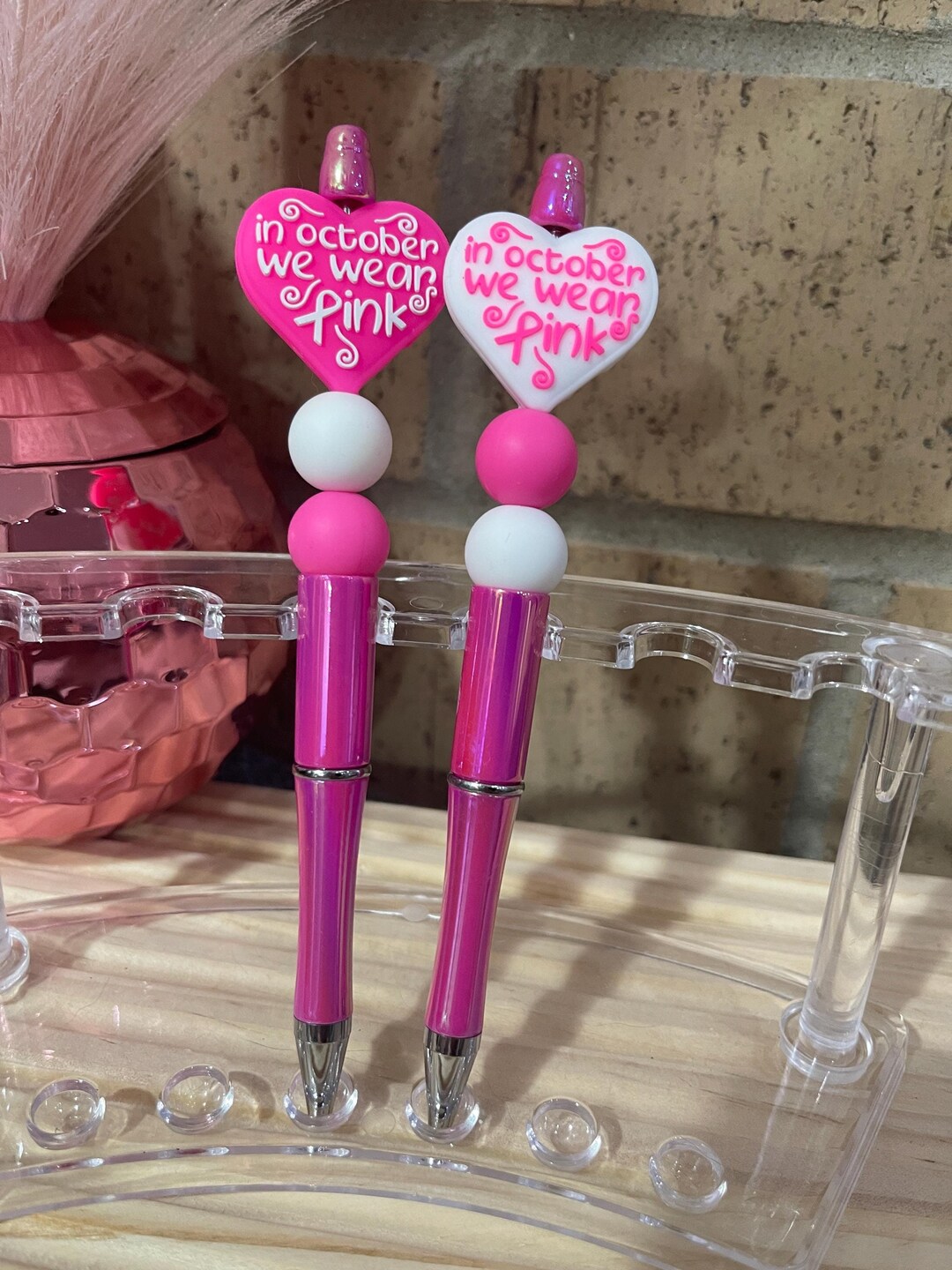 In October We Wear Pink Pens // Breast Cancer Awareness Pens // Breast ...