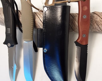 Leather Sheath for Bushcraft Knives With Firesteel Holder, Dark Brown ...