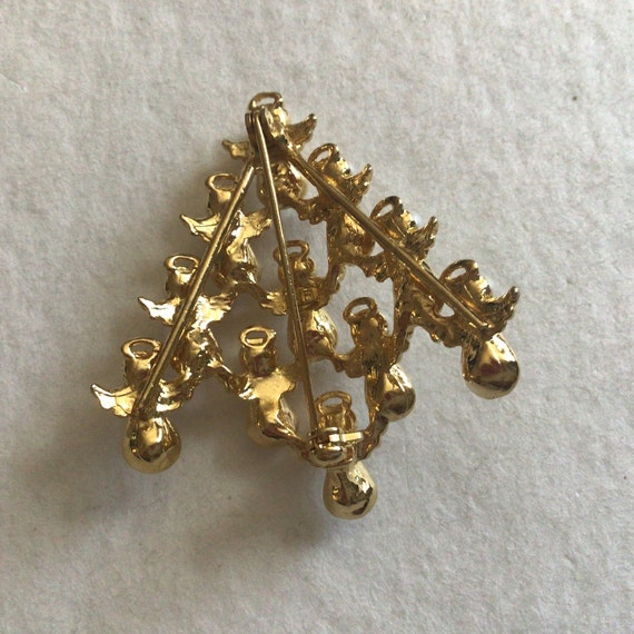 Vintage Nina Ricci Christmas Tree Brooch: Gold Tone A… - Gem
