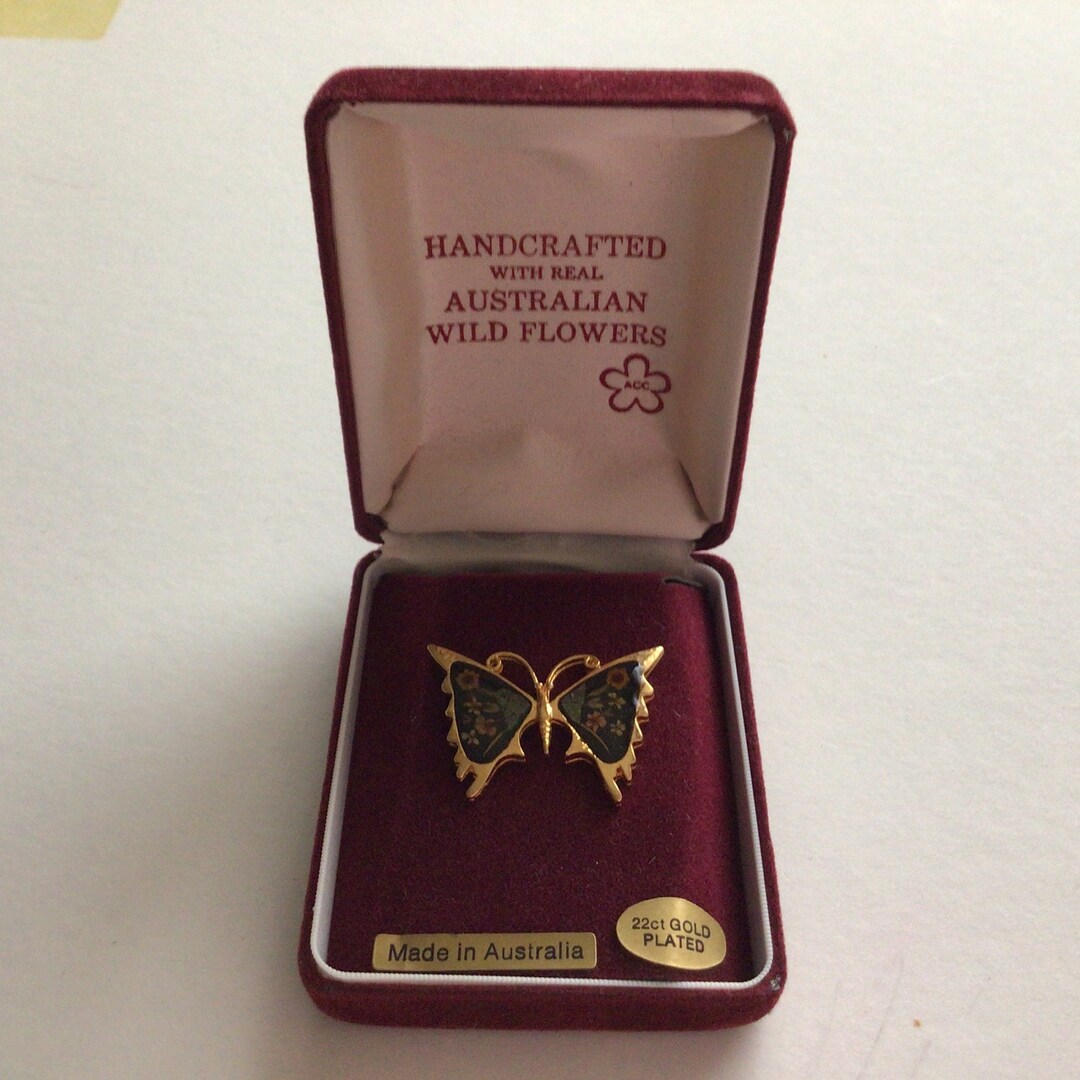 Hand Crafted With Real Australian Wild Flowers.22ct.gold Plated ...