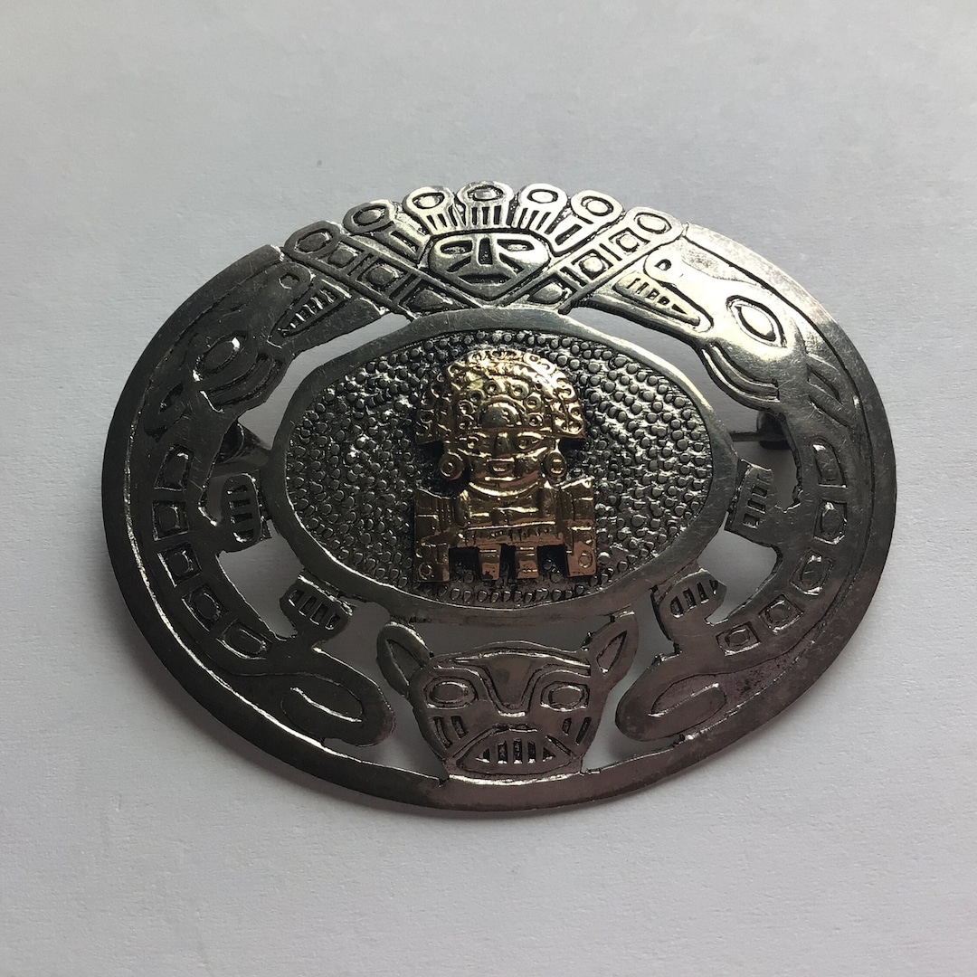 Vintage Peru Sterling Silver 18k Gold Andean God Pin Pendant - Etsy