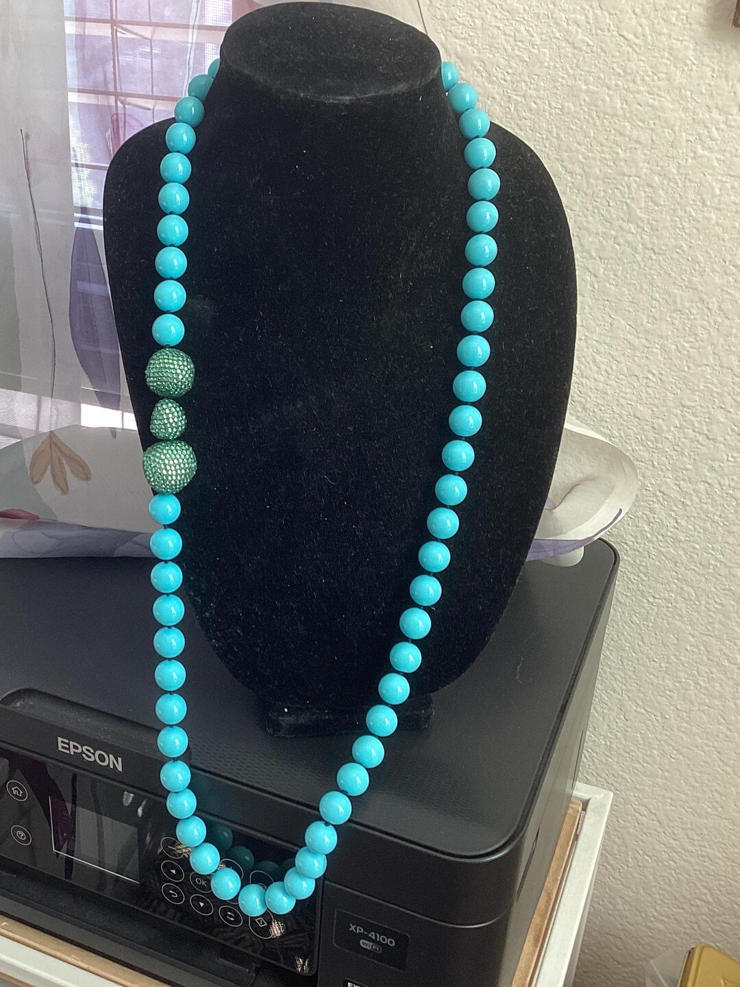 Vintage Joan Boyce Collection Turquoise Glass Long Necklace - Etsy