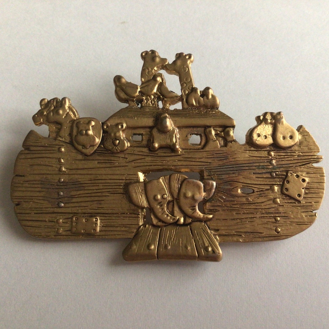 Vintage NOS Noahs Ark Pin Brooch Gold Toned.signed Danecraft.made in ...