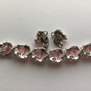 Lisner Vintage Jewelry Set.bracelet’s and Clips.rhodium Plated.pink ...