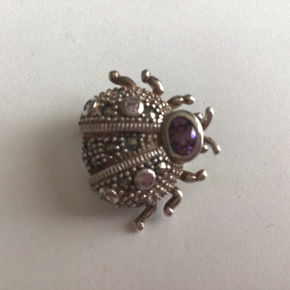 Vintage Judith Jack Sterling Silver Marcasite ,Amethy… - Gem