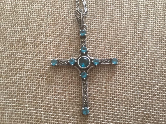 Vintage 1990s Designer Cross Pendant Necklace 925 Sil… - Gem