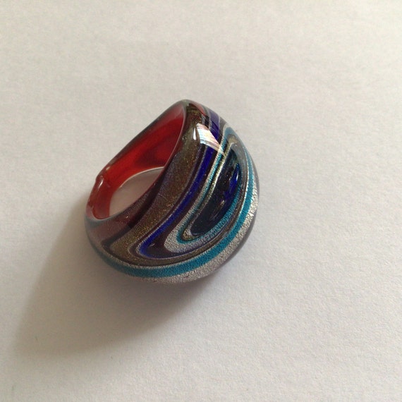 Murano Glass Vintage Ring.Italian Art glass.Size 6. - Gem