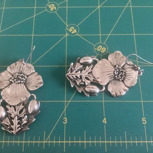 Vintage MASJ Signed Collectable Silver Plated Poppy Earrings - Etsy