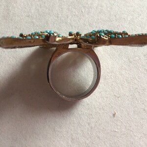 Linda Levinson Vintage Gorgeous Butterflies Ring.gold Plated,turquoise ...