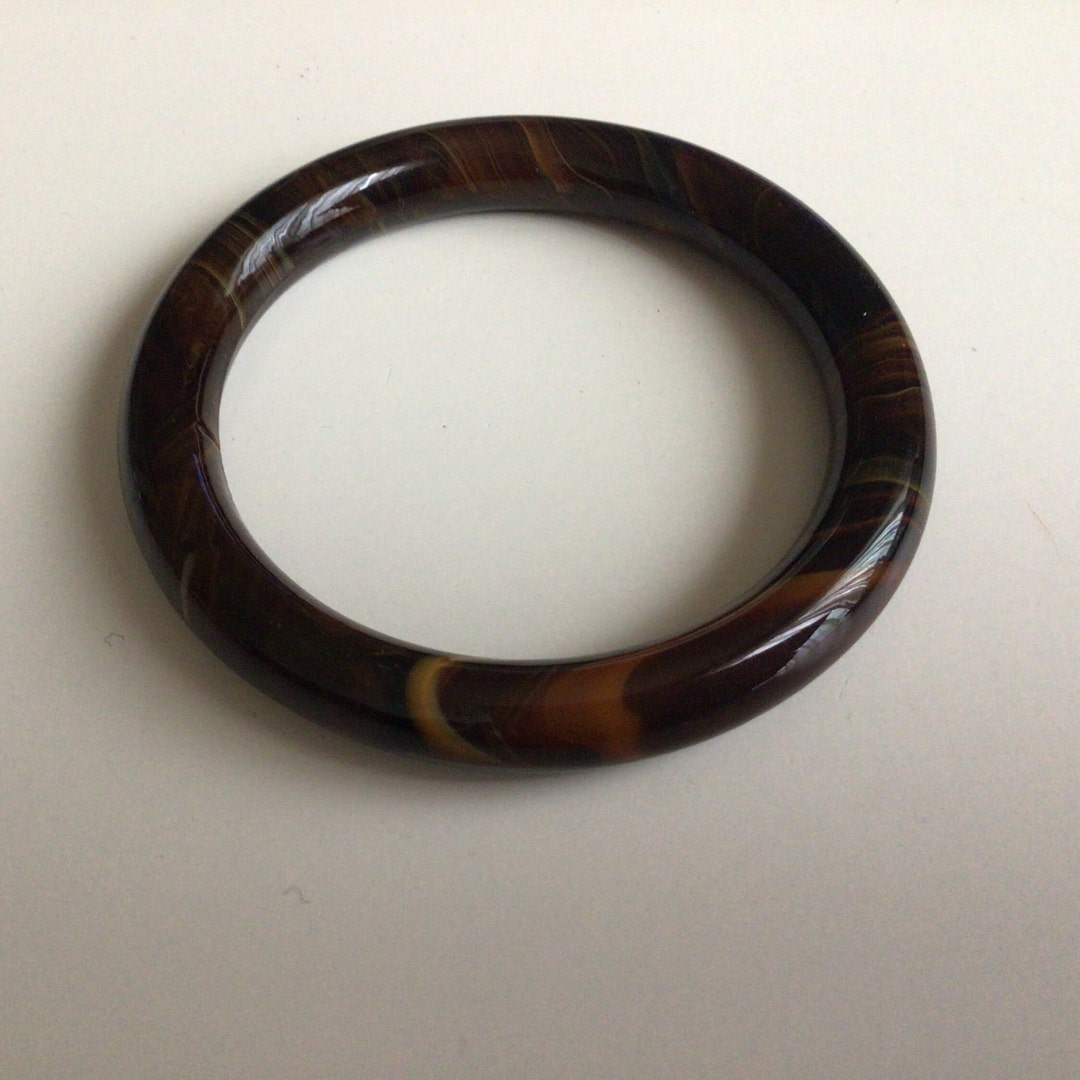 Tiger Eye Bangle Burmese Comfort Cut Tiger's Eye Stone Bracelet 7.4 ...