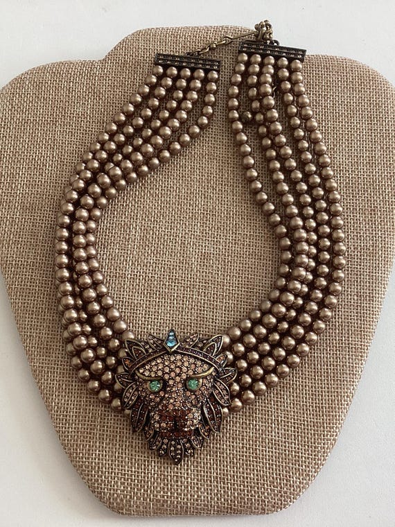 Vintage Heidi Daus Crystal Lion Statement Choker - Ne… - Gem