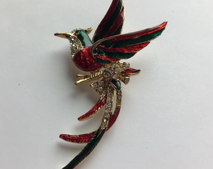 Sphinx Fantasy Bird Enamel & Rhinestones Vintage Figural Pin Brooch ...