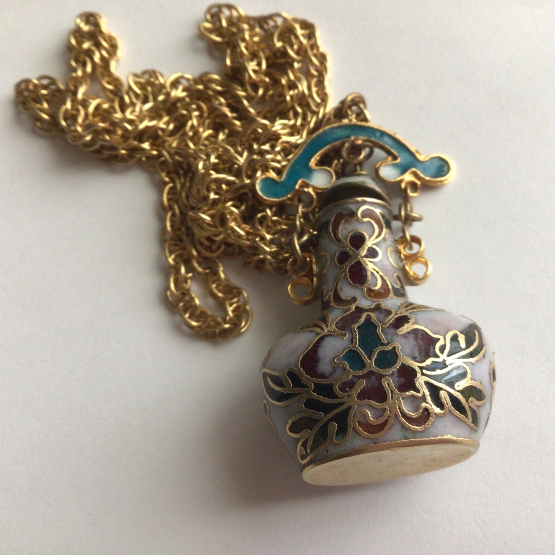 Enamel - Vintage Cloisonne Enamel Miniature Perfume Bottle Pendant ...