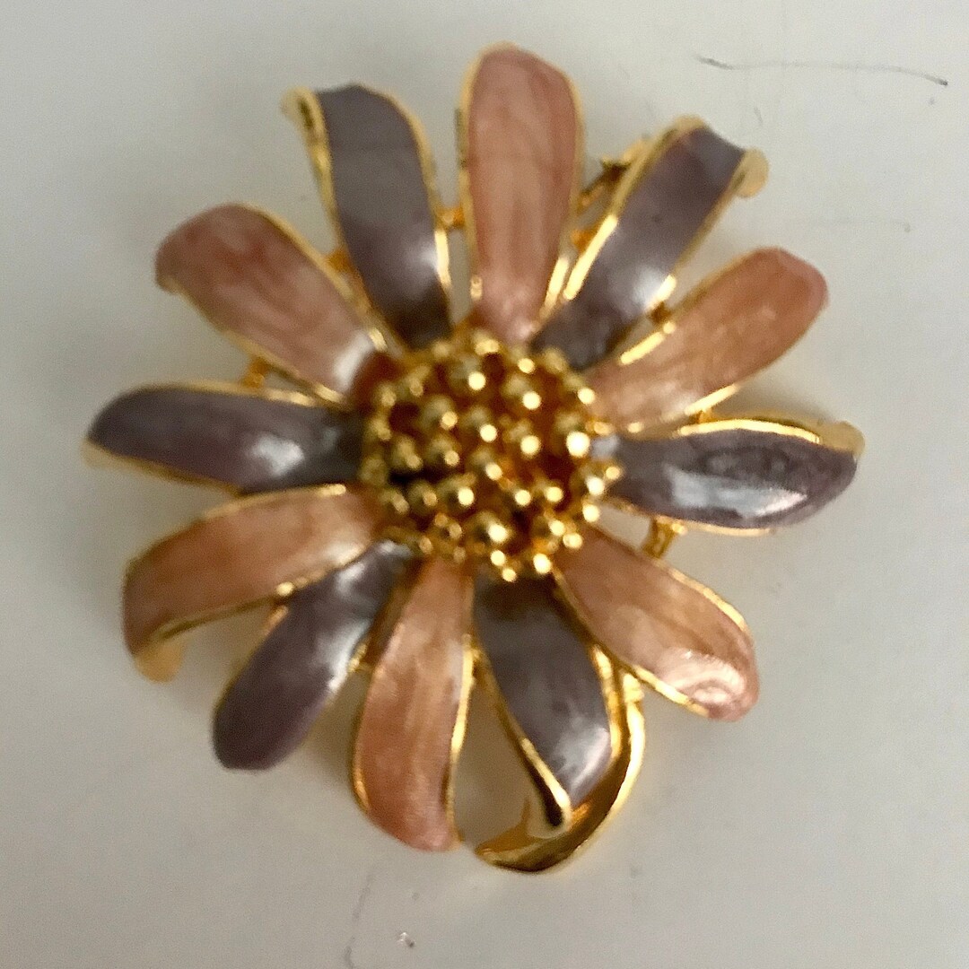 Vintage Flower Brooch.signed Aai.enamel .three Color . New Never Worn ...
