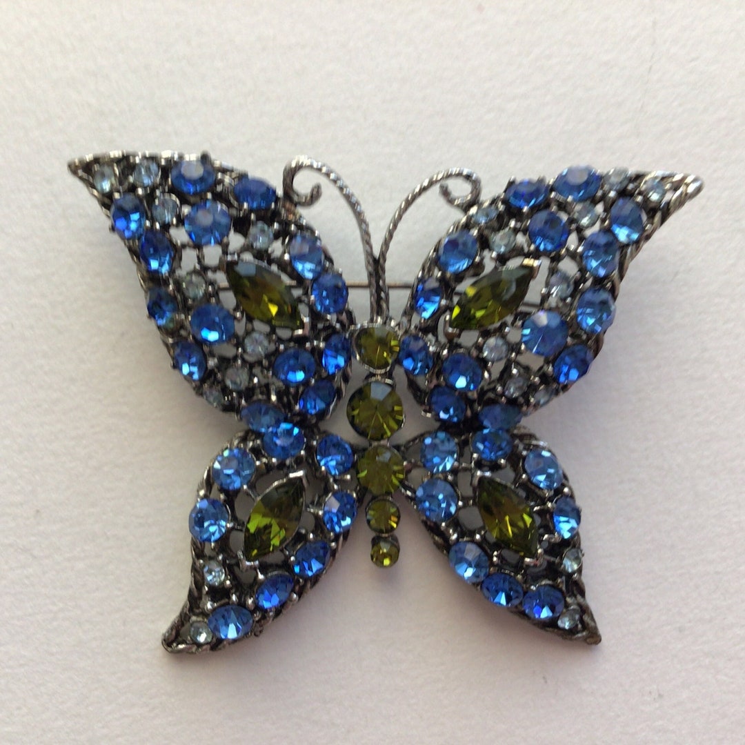 Vendome Japanned ,dark Blue Pin.unsigned.black Color,austria Crystal ...