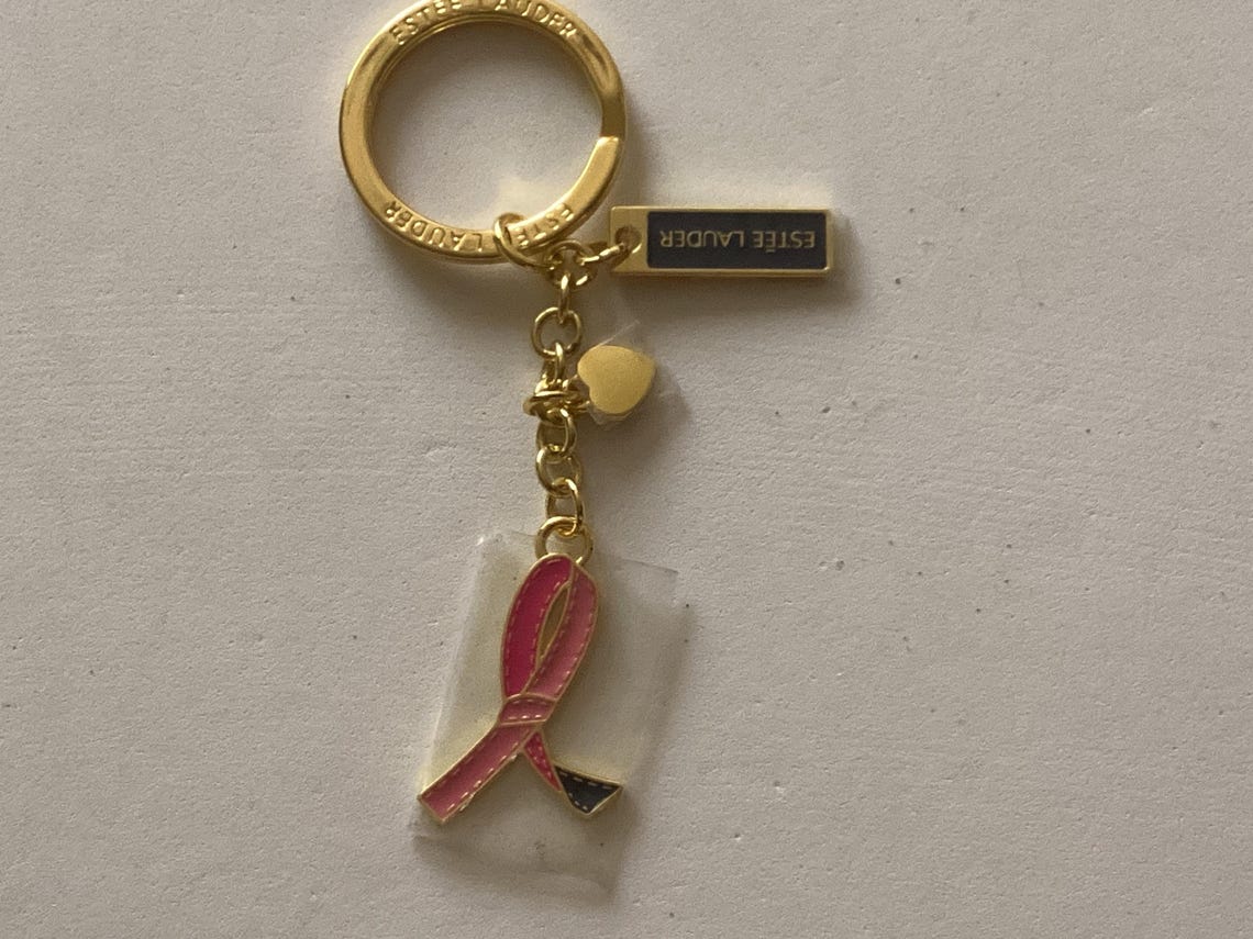 Old Collectible Keychain Metal Estte Lauder W/pink Ribbon - Etsy