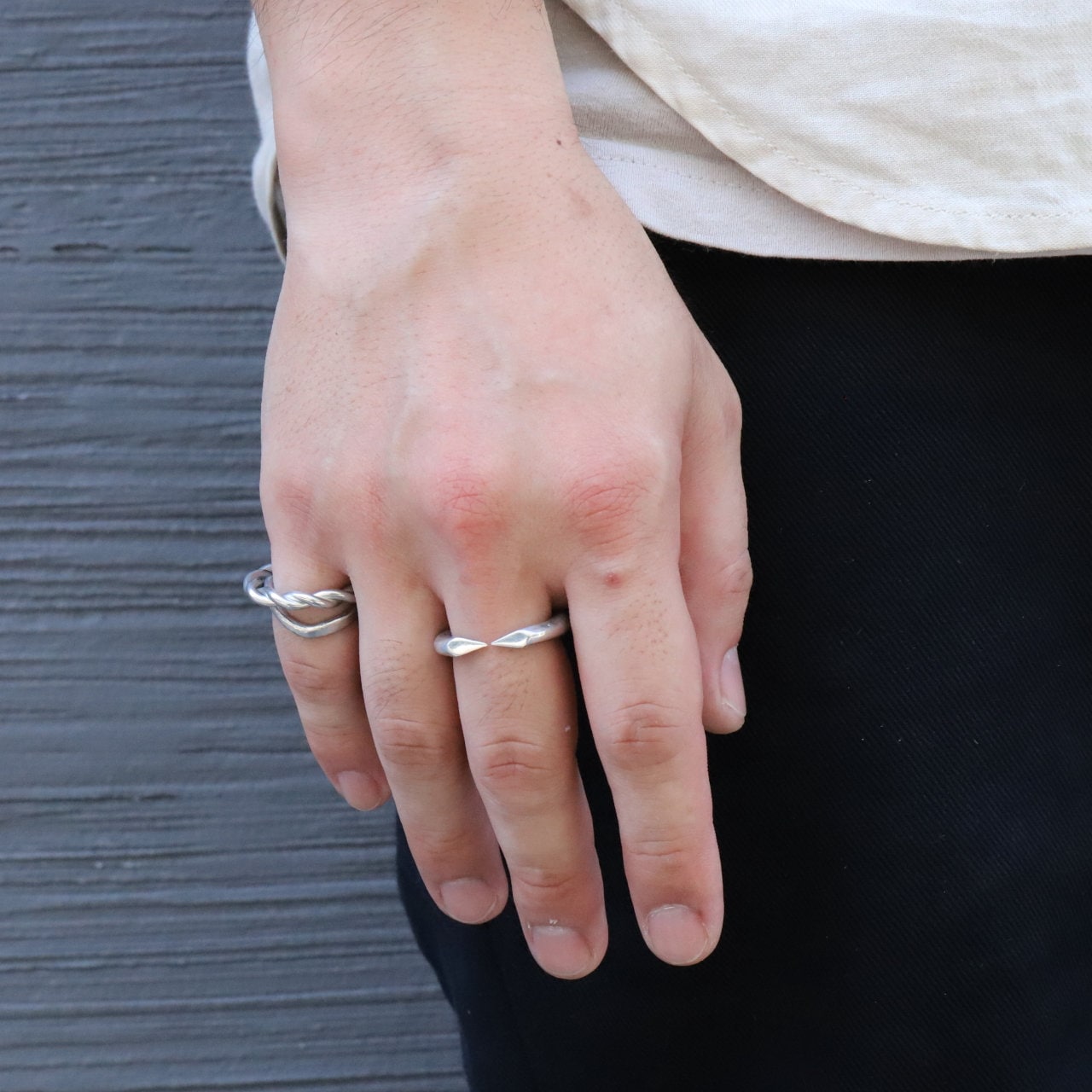 SUZU tin SILVER hammered Omega Tin Ring Personalize Gift 10 Year ...