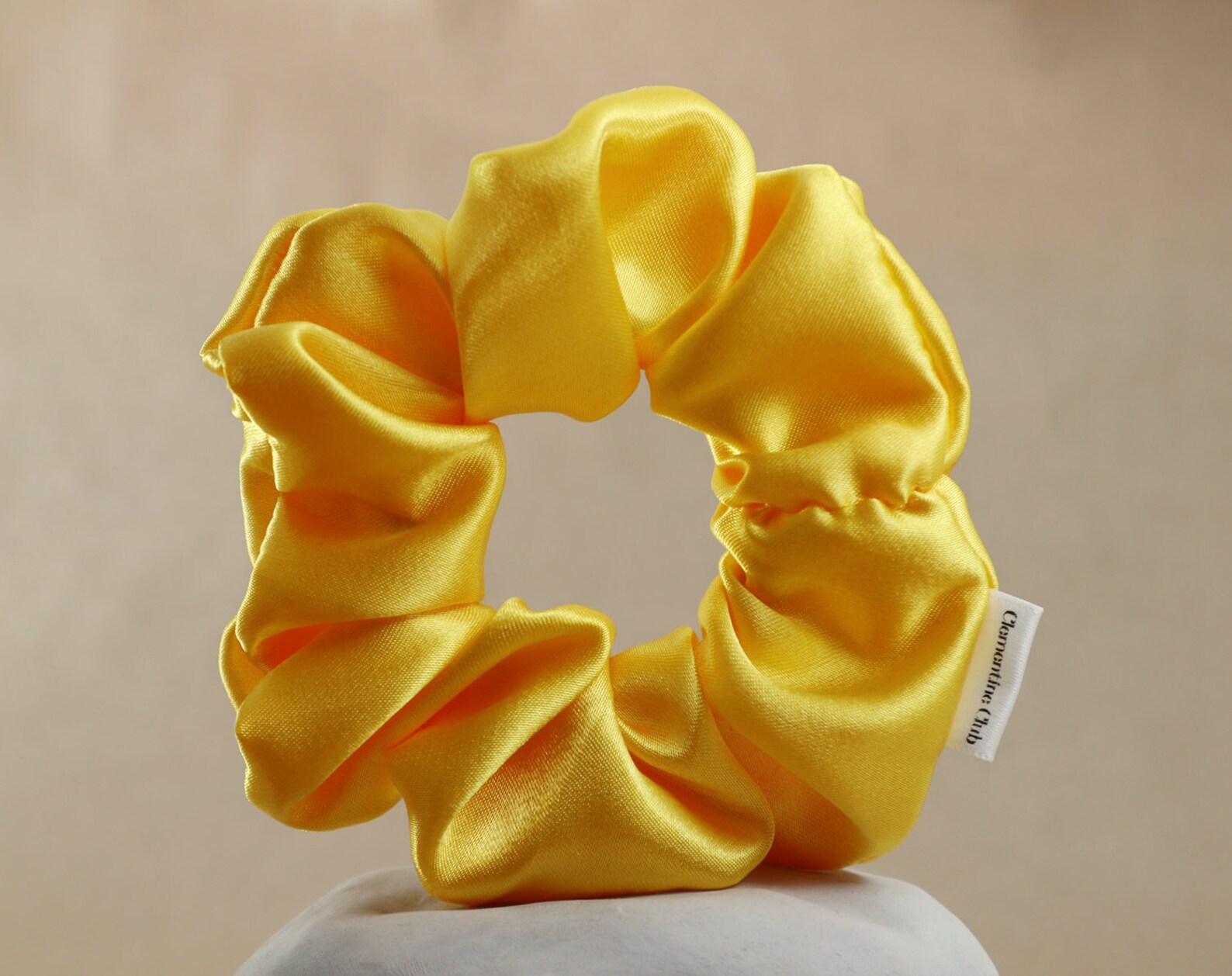 Bright Yellow Satin Hair Scrunchie Satin Scrunchies Yellow | Etsy